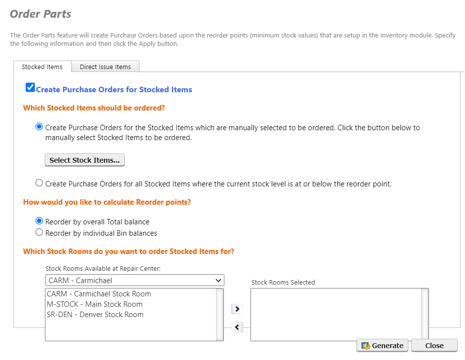 How to order and receive parts